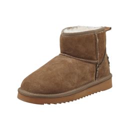 Stiefelette Mustang Shoes "Mustang Shoes Stiefelette Leder", Damen, Gr. 41, grau (taupe), Leder, Schuhe