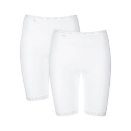 Lange Unterhose Sloggi "Basic+", Damen, Gr. 44, weiß, Obermaterial: 95% Baumwolle, 5% Elasthan, unifarben, figurbetont, Unterhosen, Spitzenbesatz, weiche Nähte, Baumwollmischung