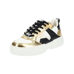 Sneaker Buffalo "Buffalo Sneaker Lederimitat", Damen, Gr. 40, wei&szlig; (wei&szlig;, gold), Lederimitat, Schuhe Sneaker