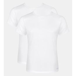 Unterhemd Sloggi "Men GO ABC 2.0", Herren, Gr. L, weiß, Single Jersey, Obermaterial: 95% Baumwolle, 5% Elasthan, unifarben, Casual, figurbetont, Rundhals, Unterhemden, Rundhals-Ausschnitt, Slim Fit, weich, elastisch, Baumwollmischung