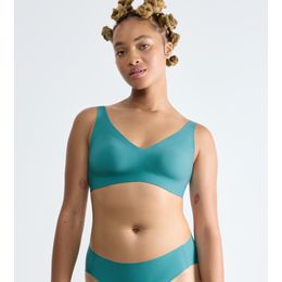 Soft-BH Sloggi "ZERO Feel 2.0", Damen, Gr. M, N-Gr, blau (quiet turquoise), Single Jersey, Obermaterial: 76% Polyamid, 24% Elasthan, BHs, nahtlos, herausnehmbaren Pads, V-Ausschnitt, breite Träger, Microfaser