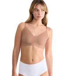 Bralette Sloggi "ZERO Microfibre 2.0", Damen, Gr. XS, N-Gr, braun (cameo braun), Obermaterial: 76% Polyamid, 24% Elasthan, BHs, nahtlos, herausnehmbare Einlagen, mittlerer Halt, Microfaser