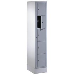 Wolf Wäscheausgabeschrank, HxBxT 1800 x 350 x 500 mm, 5 Fächer, lichtgrau / silbergrau