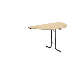 Anbautisch zu Klapptisch, Plattenform Halbkreis, 1400 x 700 mm, Gestell schwarz, Platte Ahorn-Dekor kaiserkraft