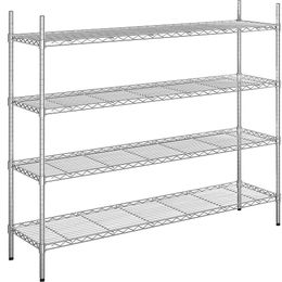 Stahldraht-Gitterregal, verchromt, Fachlast 100 kg, BxT 1520 x 460 mm, Grundregal, Höhe 1370 mm, 4 Fachböden kaiserkraft