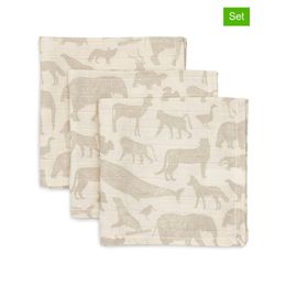 Jollein 3er-Set: Spucktücher in Creme/ Beige - (L)31 x (B)31 cm - 10% | Baby-spucktuecher