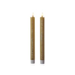 MARELIDA 2x LED Stabkerzen LINA Rustik-Optik Echtwachs H: 25cm in gold | Gr.: onesize