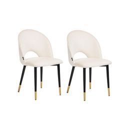 Beliani 2er-Set Esszimmerstuhl MAGALIA in Beige/Schwarz/Gold | Gr.: onesize
