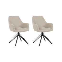 Beliani 2er-Set Esszimmerstuhl JODAR in Beige/Schwarz | Gr.: onesize