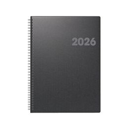 Brunnen Buchkalender 763 21x29cm 1 Woche/2 Seiten Metallico vulkanschwarz 2026 | Gr.: onesize