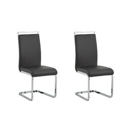 Beliani 2er-Set Esszimmerstuhl GREEDIN in Schwarz/Silber | Gr.: onesize