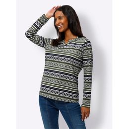 Heine Druck-Shirt in khaki-marine-bedruckt | Gr.: 50