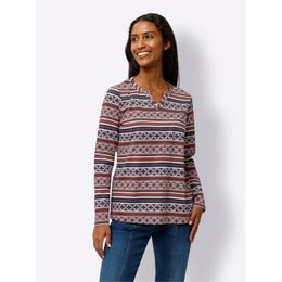 Heine Druck-Shirt in marine-rotbraun-bedruckt | Gr.: 40