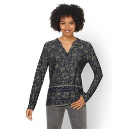Heine Druck-Shirt in khaki-marine-bedruckt | Gr.: 40