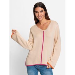 Heine Pullover in elfenbein-fuchsia | Gr.: 48