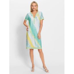 Heine Jersey-Kleid in blaugr&uuml;n-limone-bedruckt | Gr.: 38