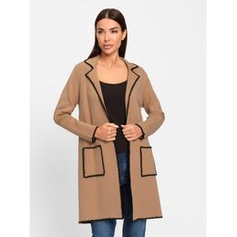 Heine Strickmantel in camel-schwarz-gemustert | Gr.: 36