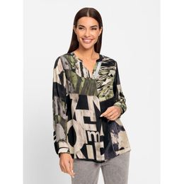 Heine Druckbluse in sand-khaki-bedruckt | Gr.: 38