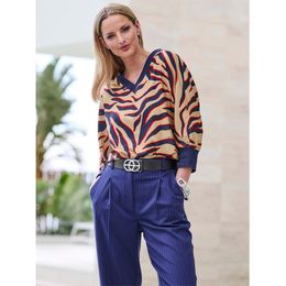 Heine Druckbluse in camel-marine-bedruckt | Gr.: 36