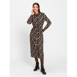 Heine Druck-Kleid in schoko-ecru-bedruckt | Gr.: 40