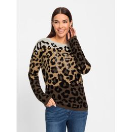 Heine Jacquard-Pullover in schwarz-braun-gemustert | Gr.: 46