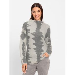Heine Stehkragenpullover in grau-sand-gemustert | Gr.: 50