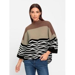 Heine Strickpullover in sand-schwarz-gemustert | Gr.: 48/50