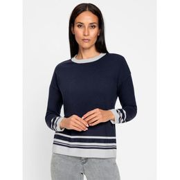 Heine Langarm-Pullover in marine-ecru-gemustert | Gr.: 40