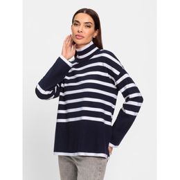Heine Pullover in marine-ecru-geringelt | Gr.: 50
