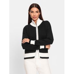 Heine Strickjacke in schwarz-ecru-gemustert | Gr.: 44