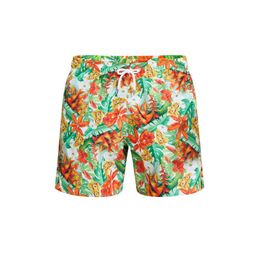 BLACKSPADE Fits perfect Badeshorts Summer Prints mit kurzem Bein in Orange Tropic Print | Gr.: XL