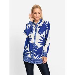 Heine Langarm-Bluse in royalblau-ecru-bedruckt | Gr.: 50