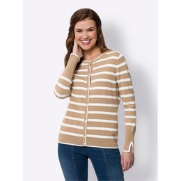 Heine Cardigan in camel-ecru-gestreift | Gr.: 40