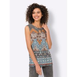 Heine Shirttop in papaya-rotbraun-bedruckt | Gr.: 40
