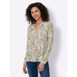Heine Jersey-Bluse in champagner-ocker-bedruckt | Gr.: 34