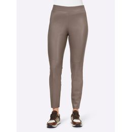 Heine Lederimitat-Leggings in taupe | Gr.: 40