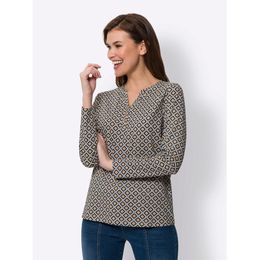 Heine Druck-Shirt in schwarz-beige-bedruckt | Gr.: 40