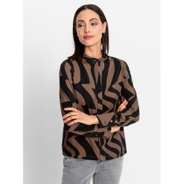Heine Langarmshirt in braun-schwarz-bedruckt | Gr.: 34