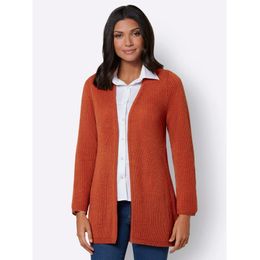 Sieh an! Long-Strickjacke in rostrot | Gr.: 48