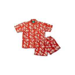 Little Green Radicals Durchgekn&ouml;pftes Pyjama-Shortset in Rot | Gr.: 5-6 Jahre