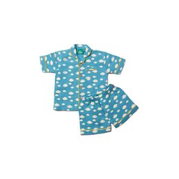 Little Green Radicals Durchgekn&ouml;pftes Pyjama-Shortset in Blau | Gr.: 7-8 Jahre