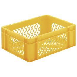 Euro-Format-Stapelbehälter, Wände und Boden durchbrochen, LxBxH 400 x 300 x 145 mm, gelb, VE 5 Stk kaiserkraft