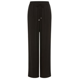 Stoffhose BOSS Orange "Tane Premium Damenmode", Damen, Gr. 38, N-Gr, schwarz (schwarz 001), Web, Obermaterial: 100% Viskose, unifarben, relaxed fit lang, Hosen Stoffhose, mit Logo-Jacquard