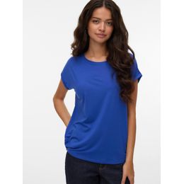 Véro Moda Rundhalsshirt VERO MODA "VMAVA PLAIN SS TOP GAJRS NOOS", Damen, Gr. M, blau (dazzling blau), Jersey, Obermaterial: 95% Lyocell, 5% Elasthan, unifarben, regular fit normal, Rundhals, Shirts Rundhalsshirt