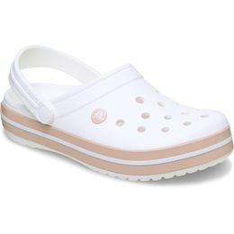 Crocs Damen Clog "Crocband Clog", Gr. 38weiß, rosa, weiß, pink caramel, Croslite , kontrastfarbene Details, Schuhe, Sommerschuh, Schlappen, Hausschuh