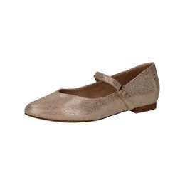 Riemchenballerina Caprice "Caprice Ballerinas Leder", Damen, Gr. 36, gold, Leder, Schuhe Riemchenballerina