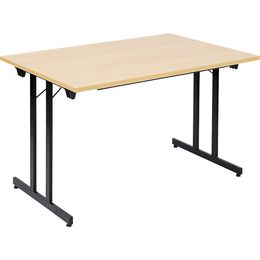 Klapptisch F25, BxT 1200 x 800 mm, Platte Buche-Dekor, Gestell schwarz kaiserkraft
