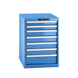 LISTA Schubladenschrank, Stahlblech, HxB 800 x 564 mm, 7 Schubladen, lichtblau
