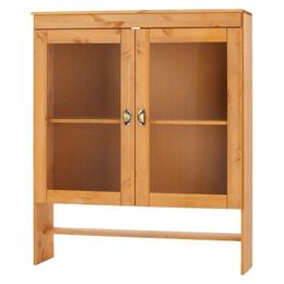 Home Affaire Vitrinenaufsatz &raquo;Oslo&laquo; 100 cm breit, mit 2 Glast&uuml;ren, aus massiver Kiefer, Metallgriffe beige Glas, Massivholz, Metall