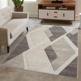 Carpet City Teppich &raquo;BONITO 7167&laquo; rechteckig 11 mm H&ouml;he L&auml;ufer, Flachflor, Hochtief-Muster/ 3D-Effekt, Geo-Muster, Wohnzimmer braun Obermaterial:...